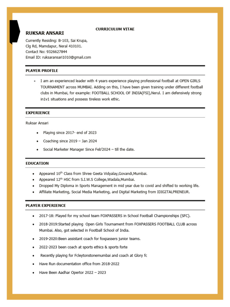 Ruksar Ansari CV | PDF