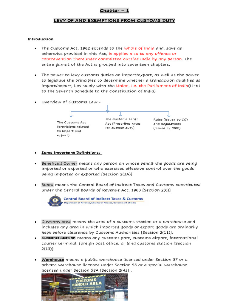 Chap1 - Unit 1 (Definitions) RIDDHI BAGMAR CA FINAL | PDF | Customs | Taxes