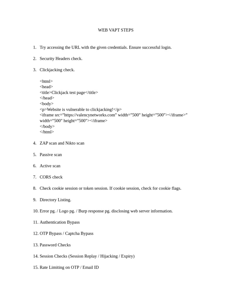 Web VAPT Steps | PDF