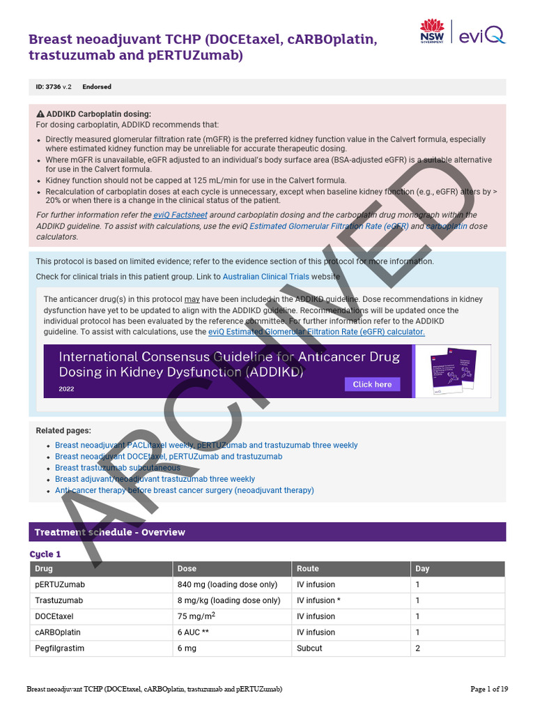 ID 3736 Breast Neoadjuvant TCHP DOCEtaxel cARBOplatin Trastuzumab and pERTUZumab Protocol and PI ...