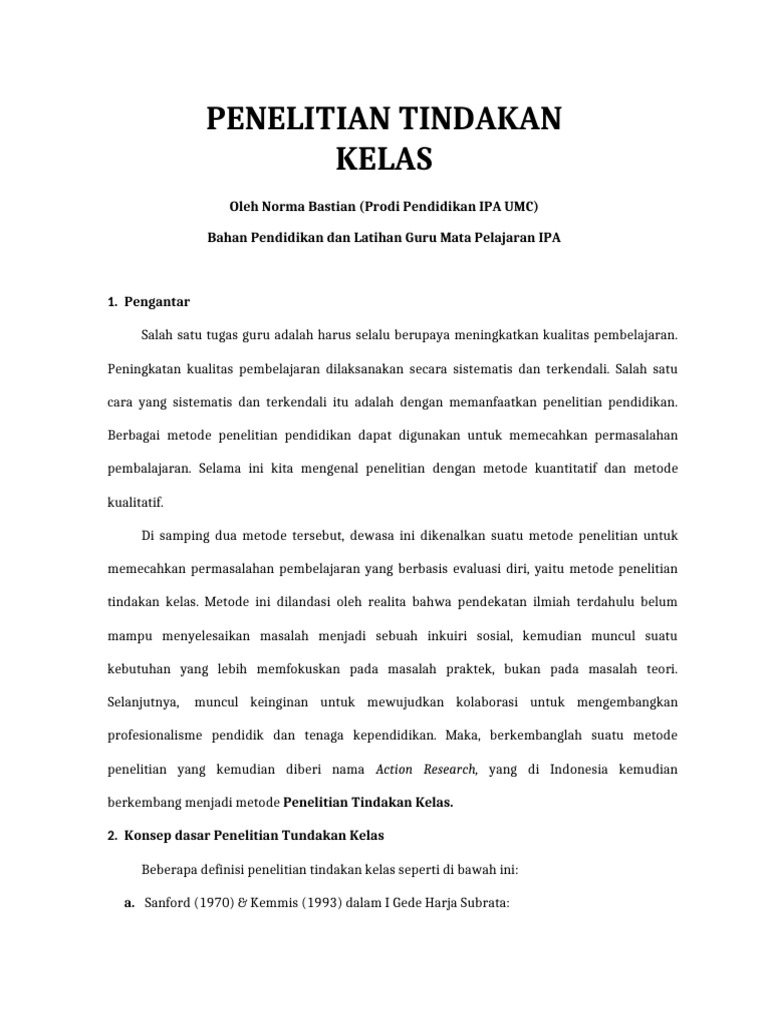 Penelitian Tindakan Kelas | PDF