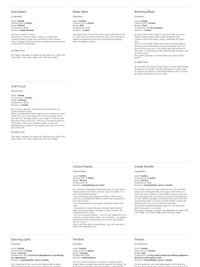 Wizard Spell List | PDF