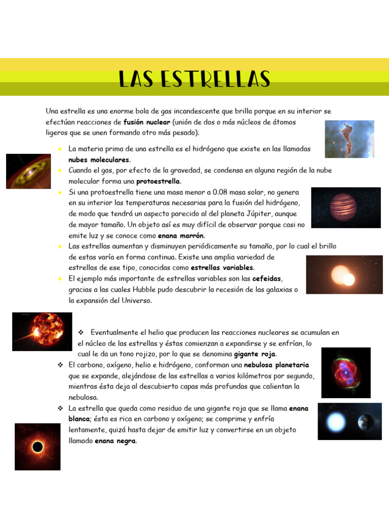 Evolución Estelar y Clasificación H-R | PDF | Estrellas | Nebulosa