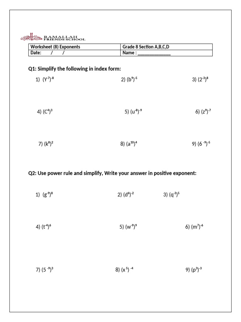 worksheet 8 | PDF