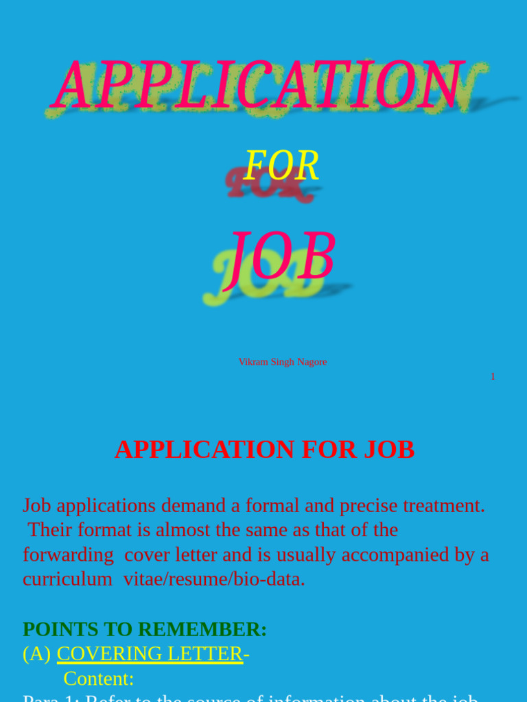 Xii W S Ppt Of Job Application Pdf