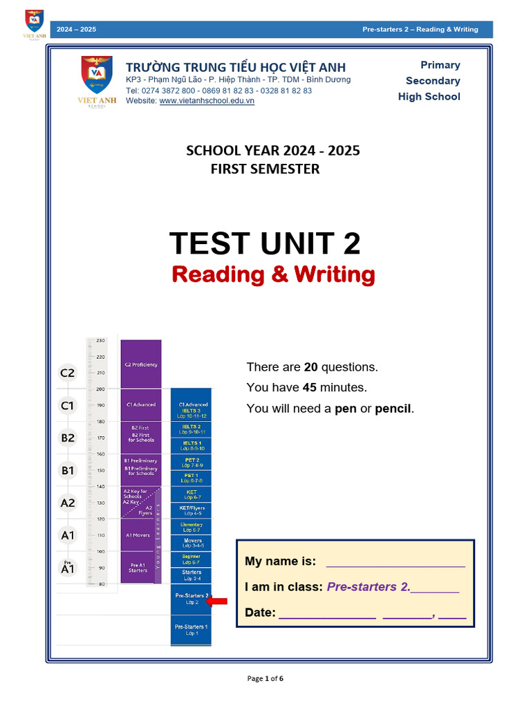 Writing - Unit 2. My School (Kid's Box 1) | PDF