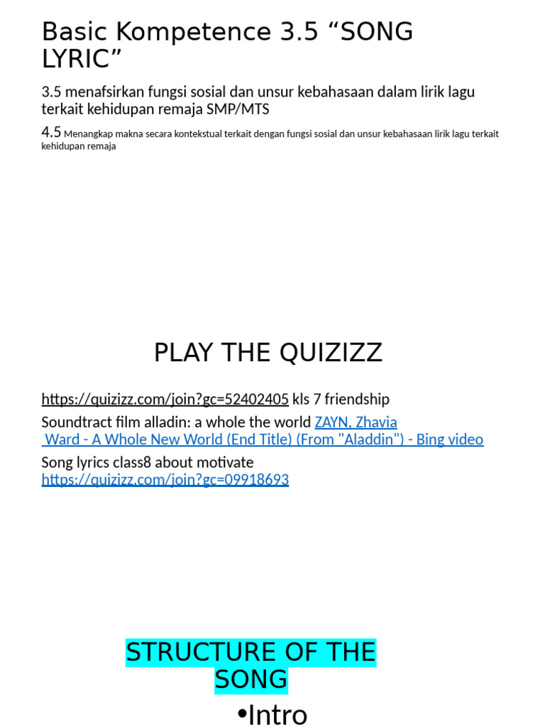 Structure of The Song | PDF