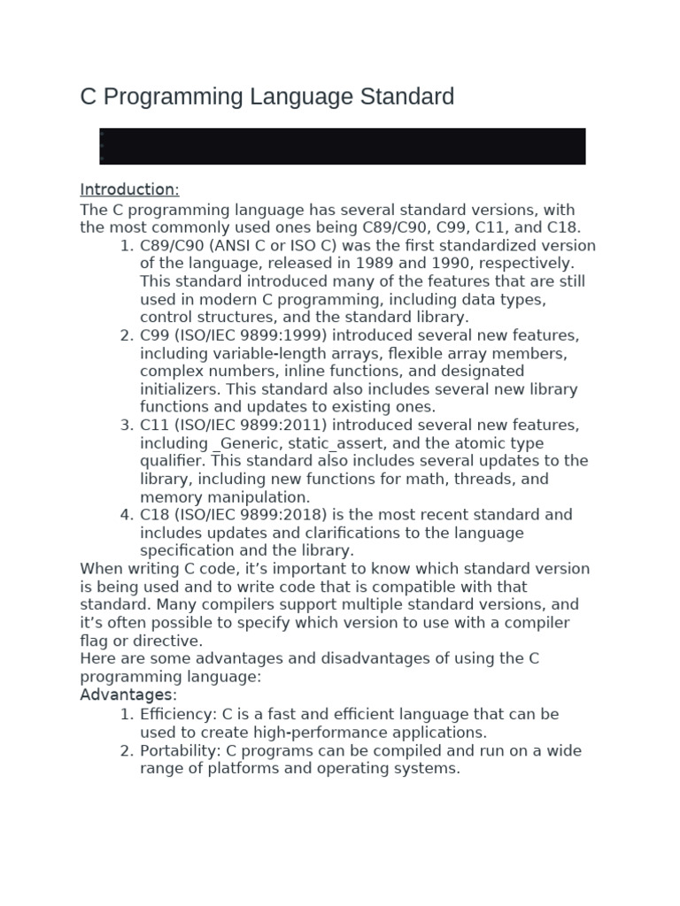 1st Unit C Pdf C Programming Language Integer Computer Science