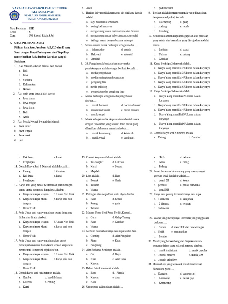 8. PAS GANJIL 2022-2023 - SBK X | PDF