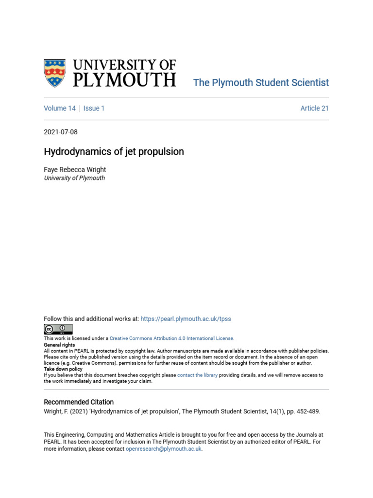 Hydrodynamics of Jet Propulsion | PDF