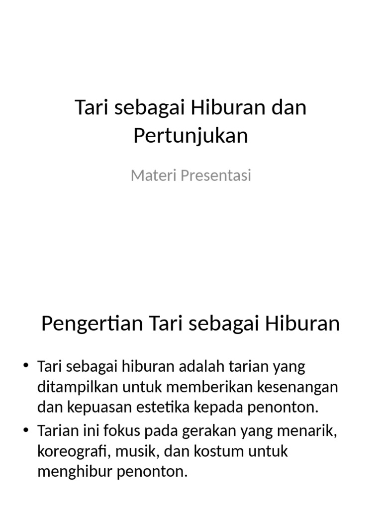 Tari Sebagai Hiburan Dan Pertunjukan | PDF