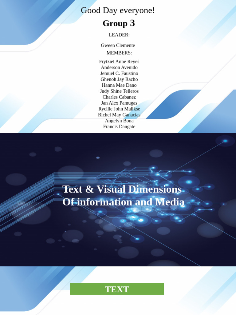 GROUP 3 PPT Text Visual Dimensions of Information and Media. | PDF ...
