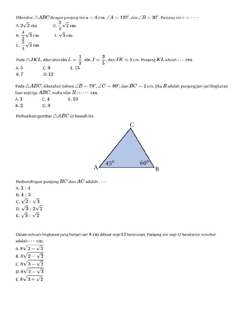 Aturan Sinus, Kosinus, Dan Grafik Fungsi | PDF