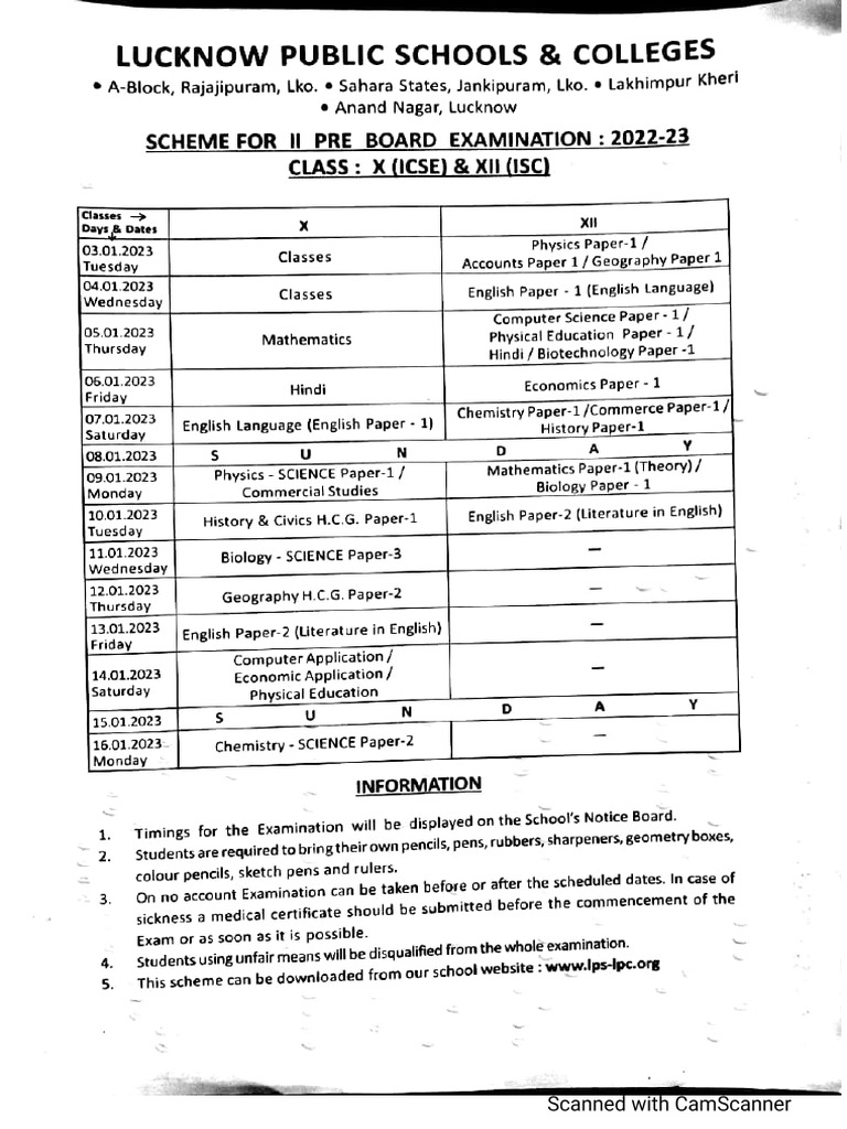 CISCE Second Pre - Board Scheme, 2022 - 23. | PDF