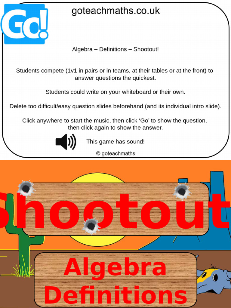 Algebra Definitions Quiz Game | PDF