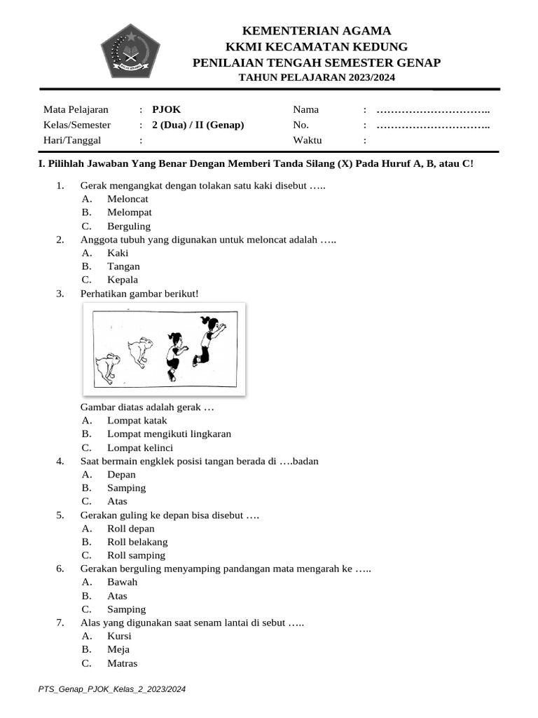 SOAL PTS GENAP PJOK KLS 2 2024 Rev | PDF
