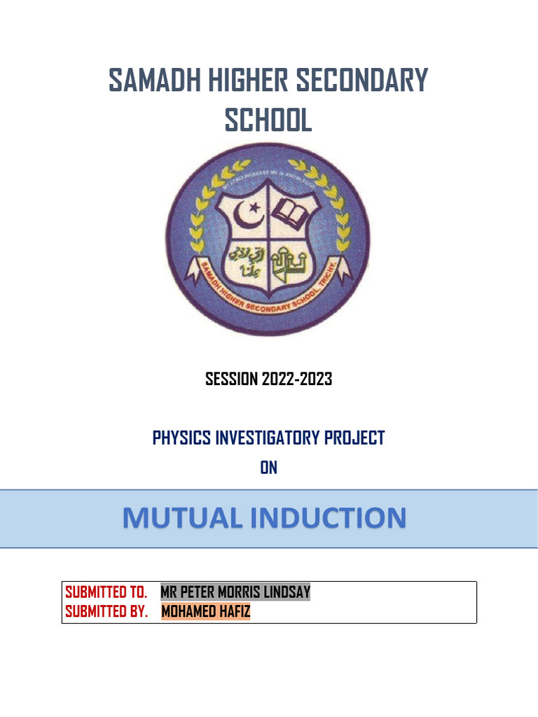 Samadh Higher Secondary School: Physics Investigatory Project | PDF