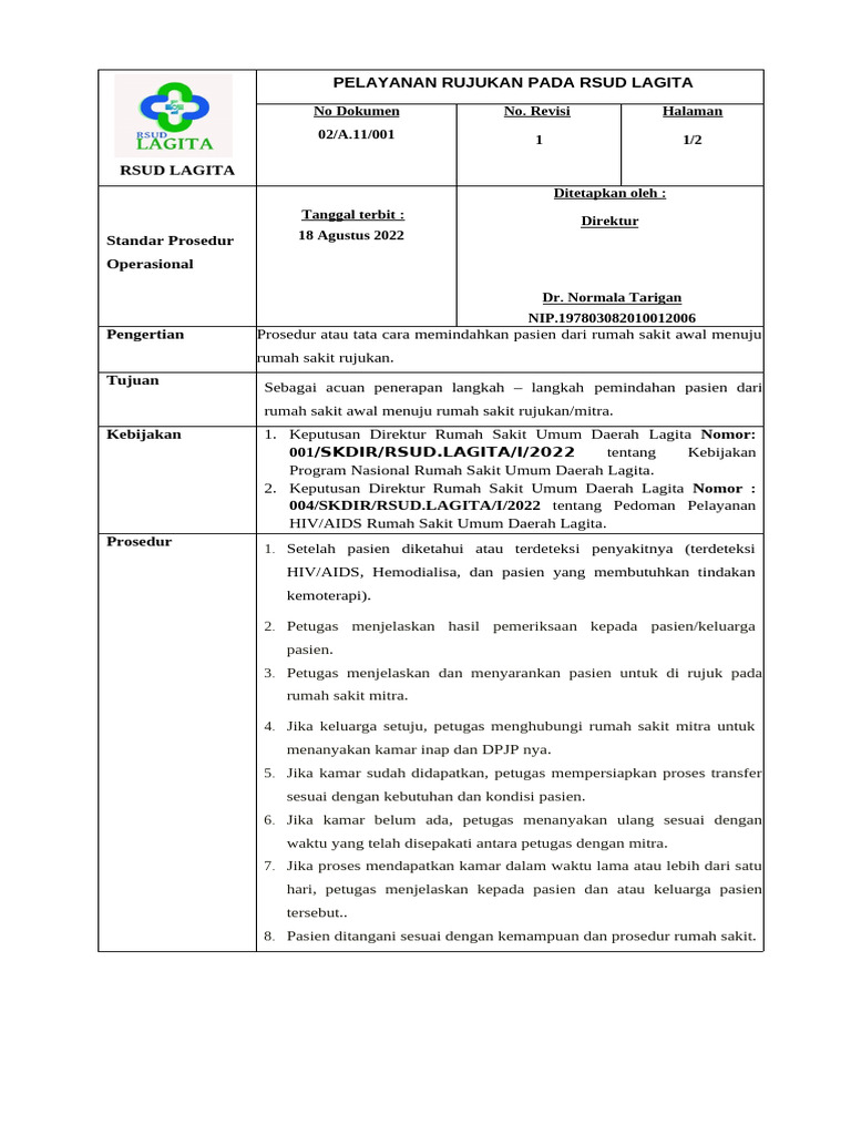 Sop 001 Rujukan | PDF