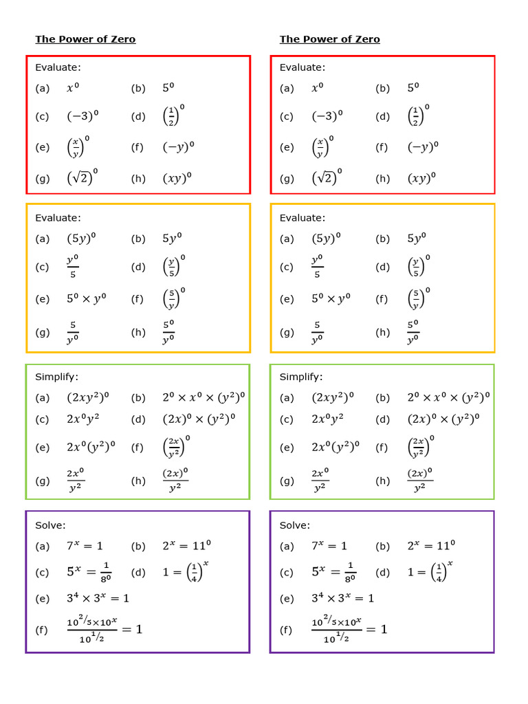 Power of Zero Practice Strips | PDF