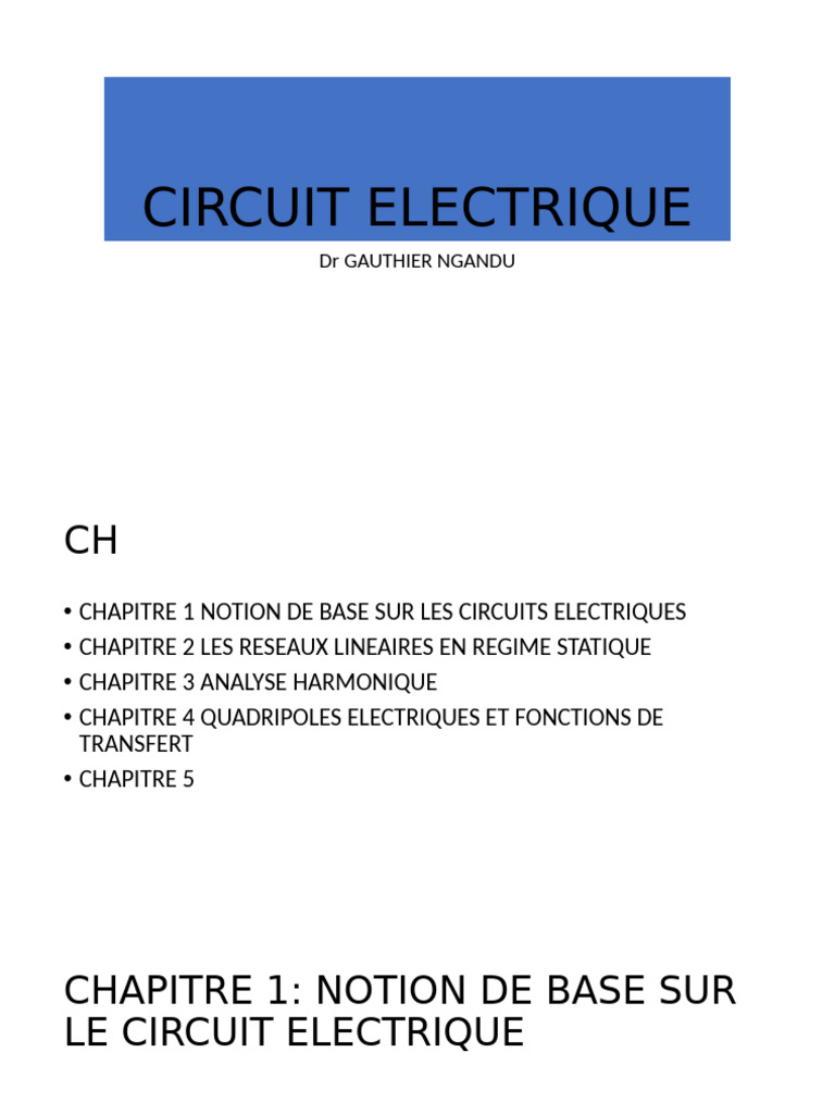 Circuit Electrique | PDF
