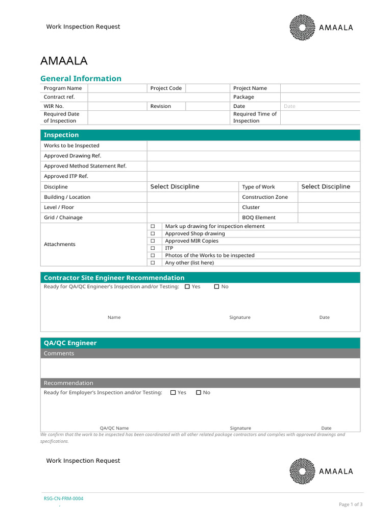 Work Inspection plan | PDF