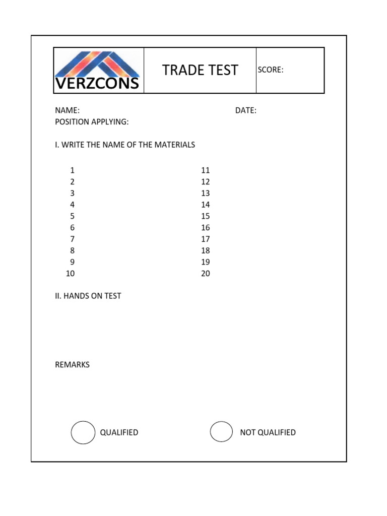 Trade Test | PDF