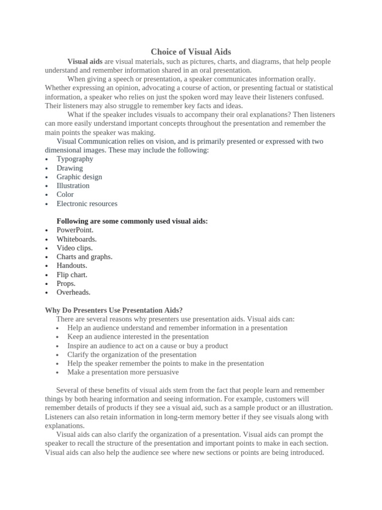 Choice of Visual Aids | PDF | Graphics | Art