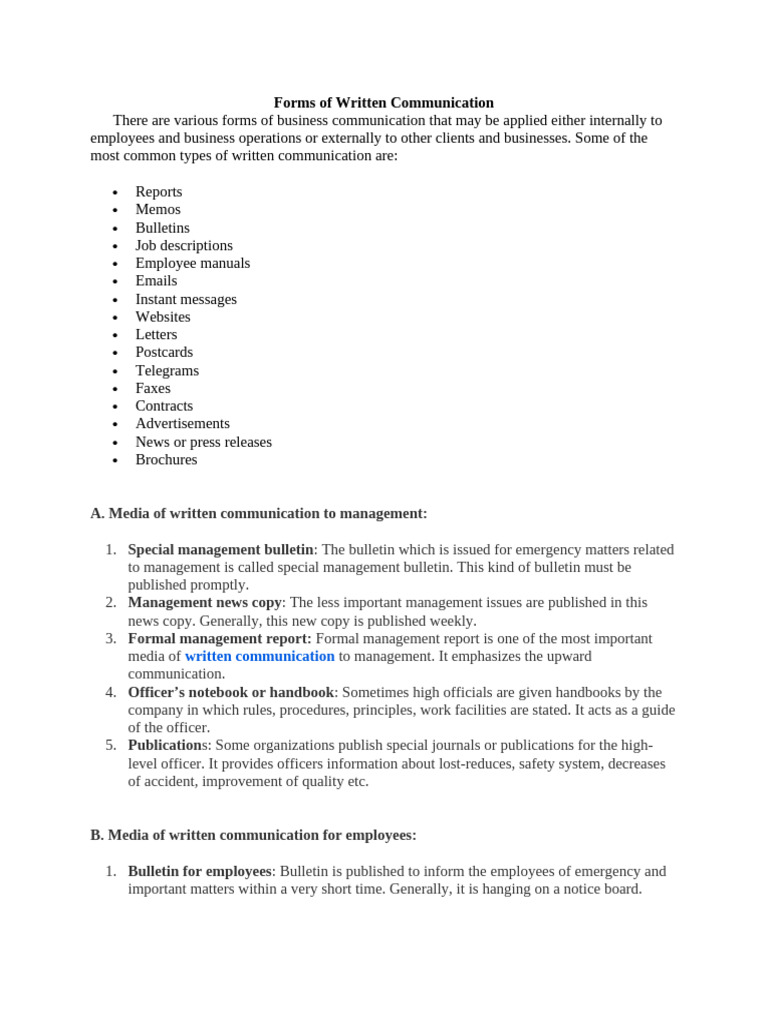 Key Forms of Written Communication | PDF | Writing | Business