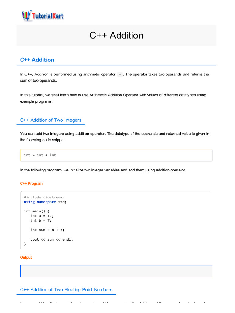 Cpp Addition | PDF