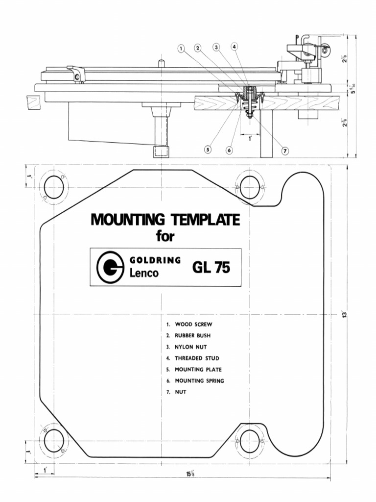Goldring Lenco GL75 Mountingtemplate | PDF