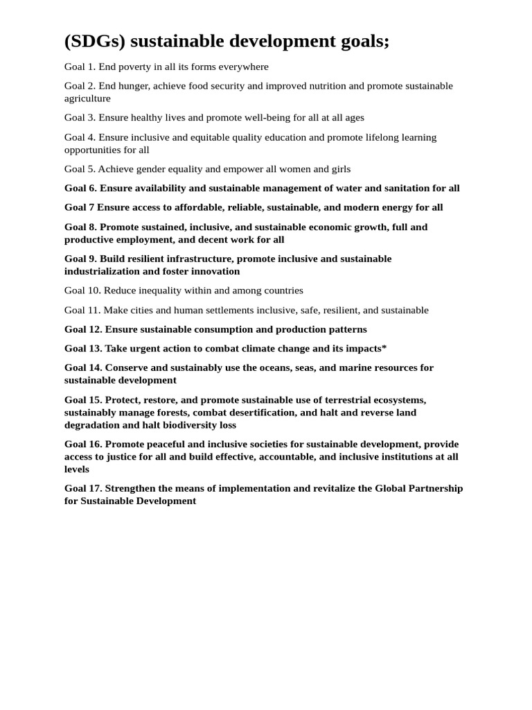 SDGs Sustainable Development Goals | PDF