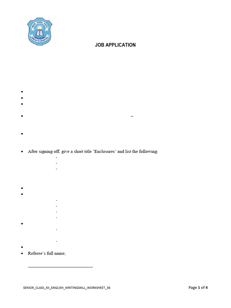 Job Application Guide for Class XII | PDF | Career & Growth | Art