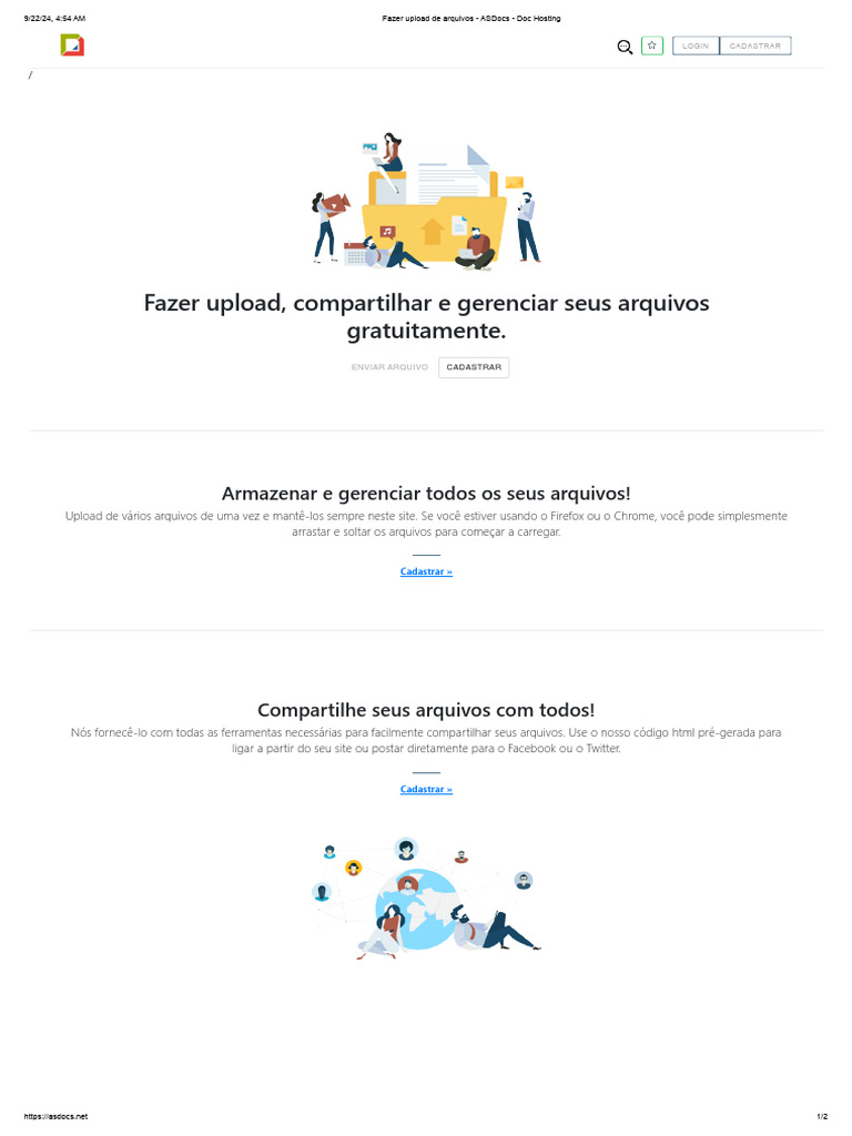 Fazer Upload de Arquivos - ASDocs - Doc Hosting | PDF