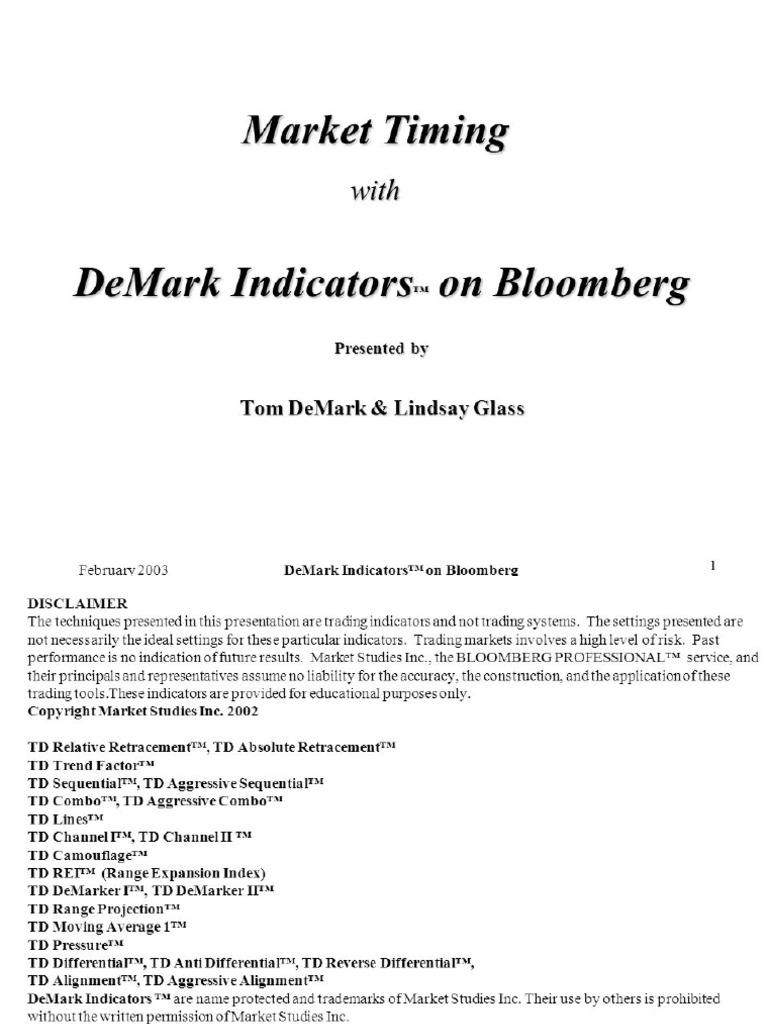 Demark Indicators U2122 On Bloomberg | PDF