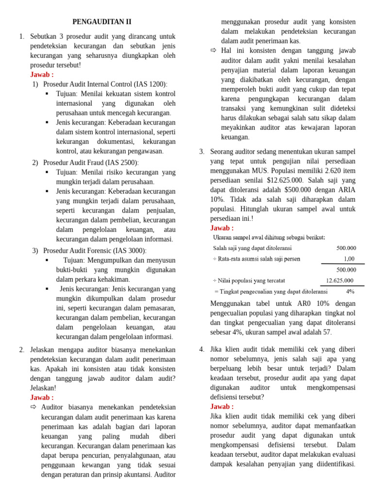 Jawaban Soal Teori UTS Audit 2023 | PDF