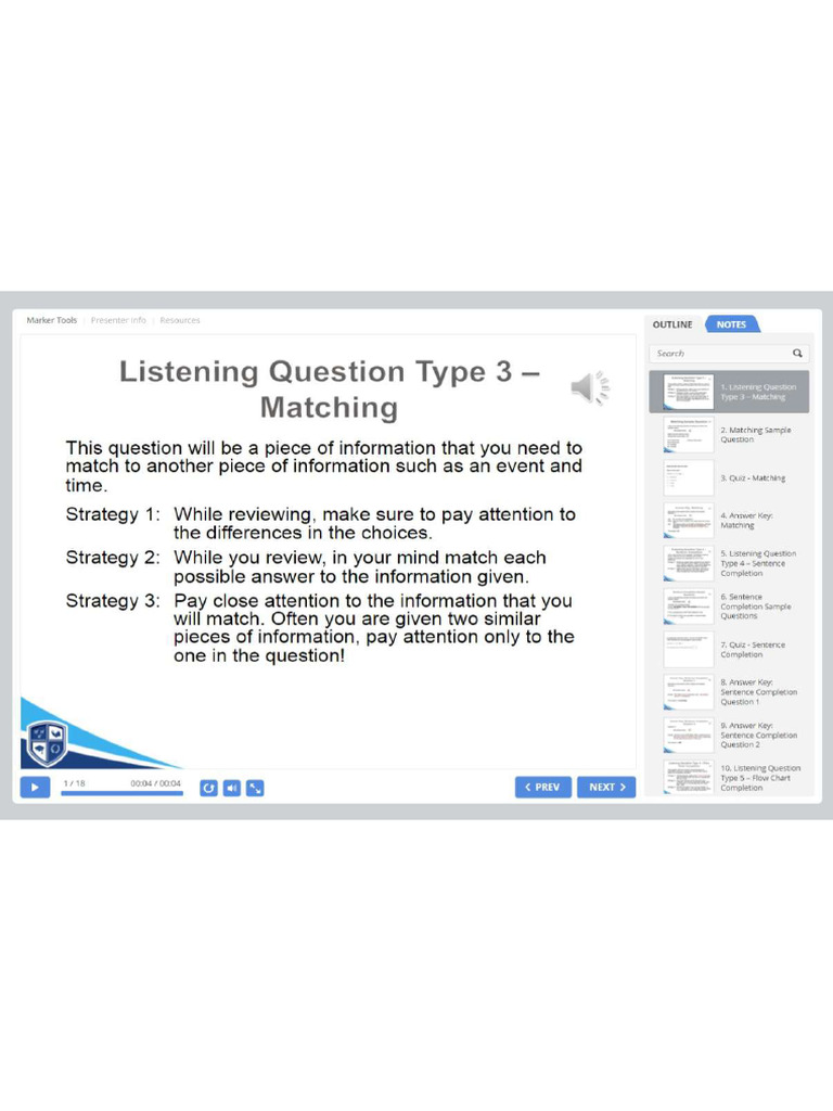 Listening Question Type 3 - Matching | PDF