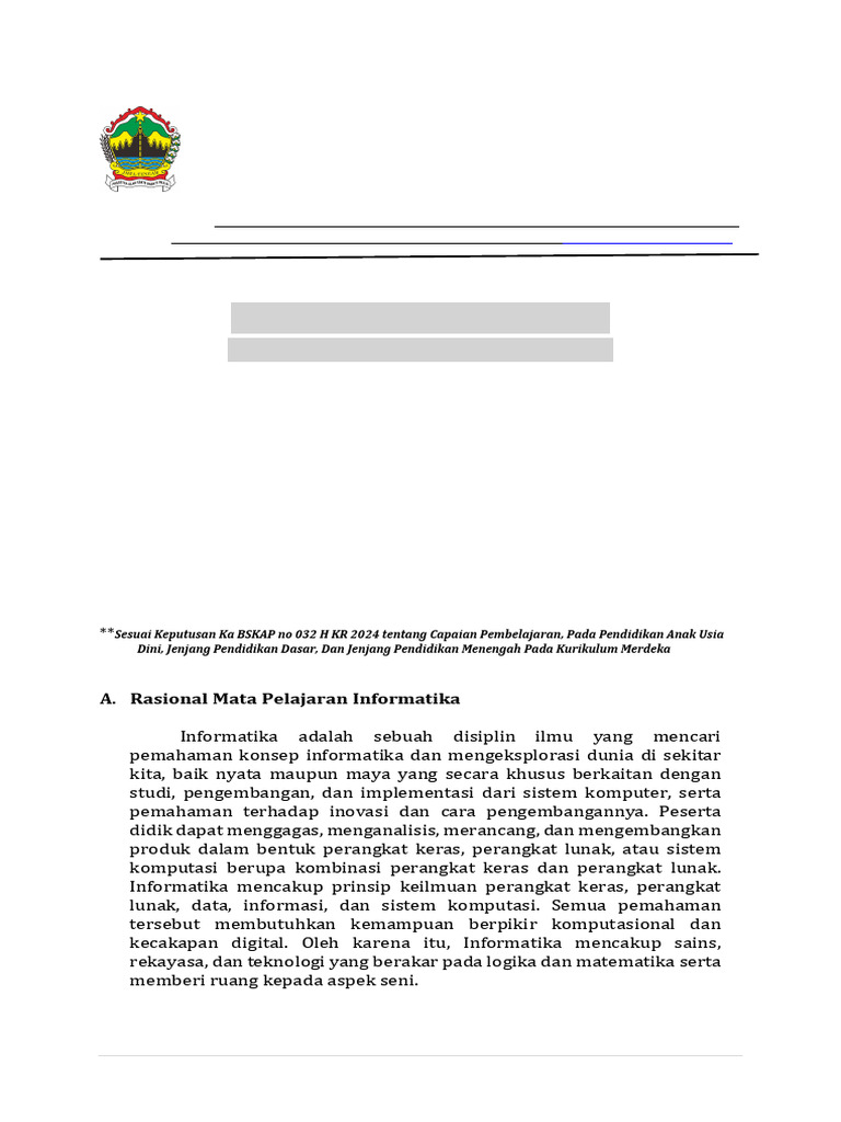 CP Informatika Fase E SMKN 1 SKH 24-25 New Sesuai Keputusan Ka BSKAP No 032 H KR 2024 | PDF