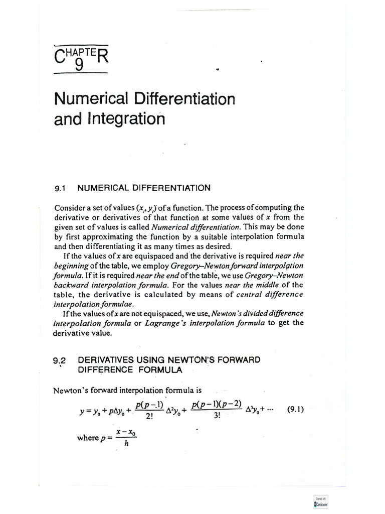 Numerical Differentiation Notes | PDF