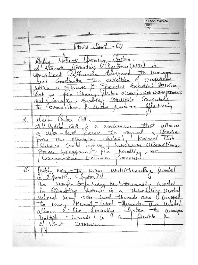 tutorial sheet of operating system | PDF tutorial sheet of operating system | PDF