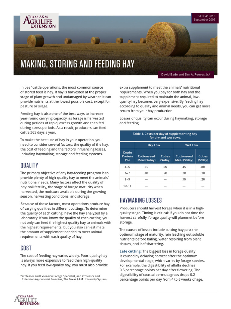 Making Storing and Feeding Hay 1 | PDF