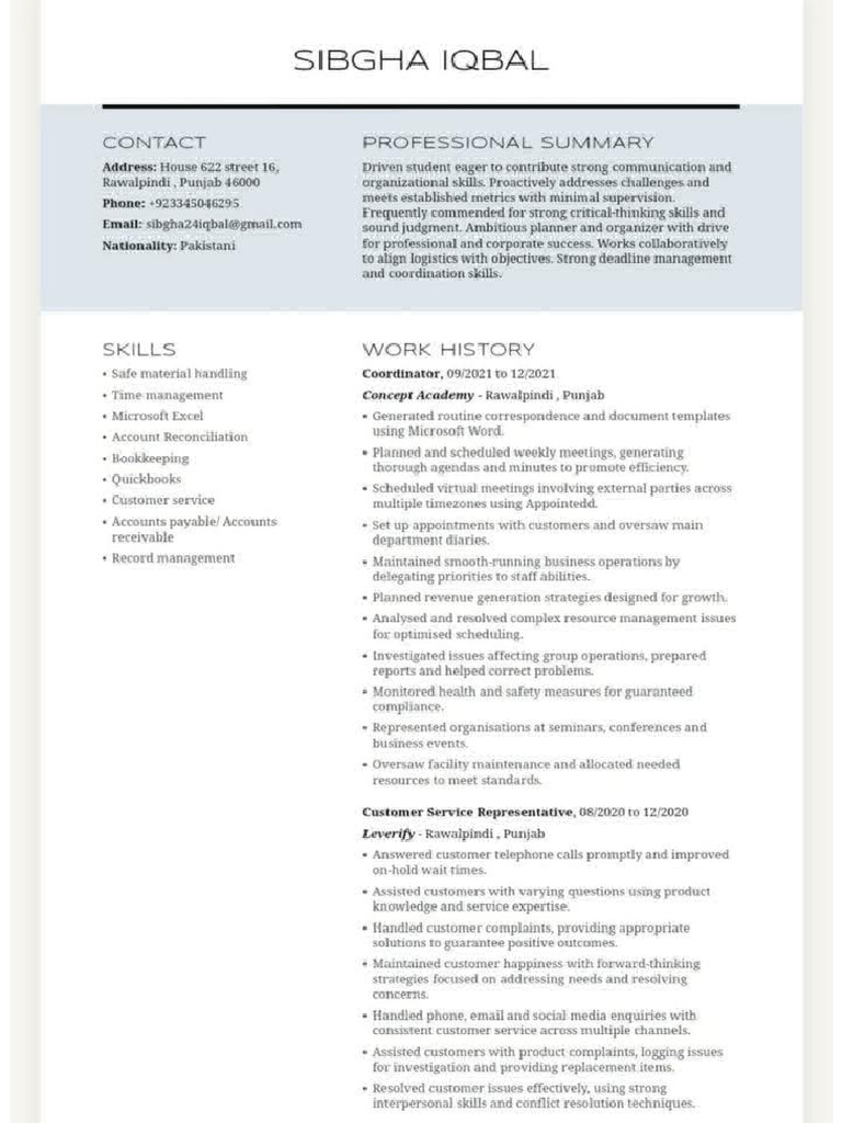 Sibgha Resume | PDF