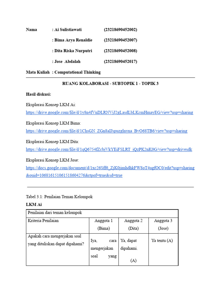 Ruang Kolaborasi - Topik 3 - Subtopik 1 - CT | PDF