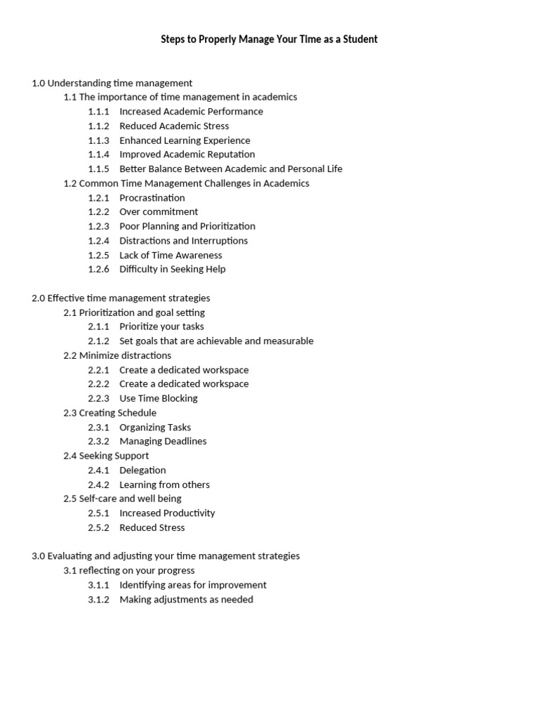 Steps To Properly Manage Your Time As A Student | PDF