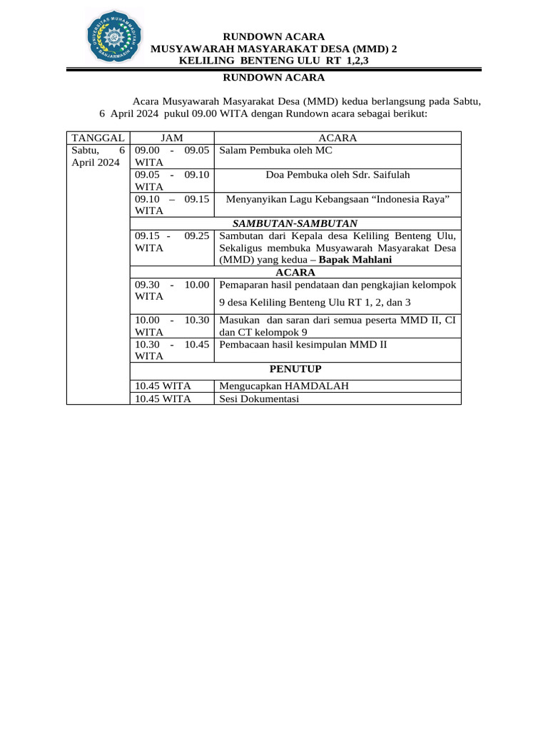 Rundown Acara MMD Ii | PDF