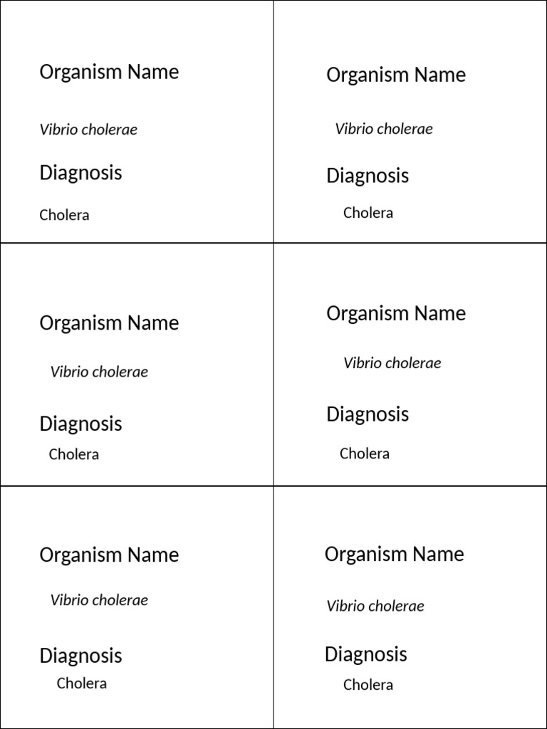 Infectious Disease Cards - Vibrio Cholerae | PDF