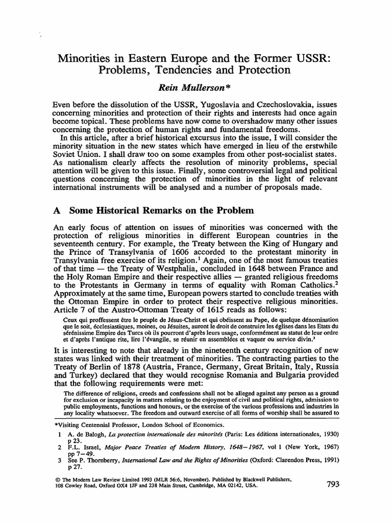 Modern Law Review - November 1993 - Mullerson - Minorities in Eastern Europe and The Former USSR ...