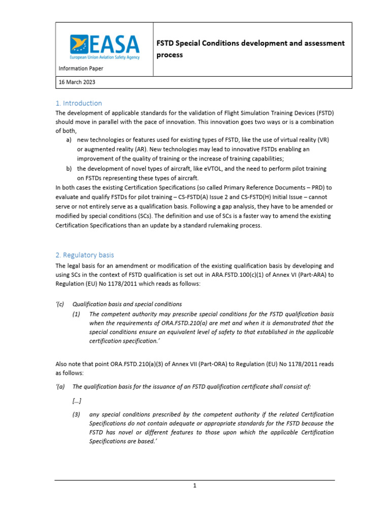 FSTD Special Conditions Process | PDF