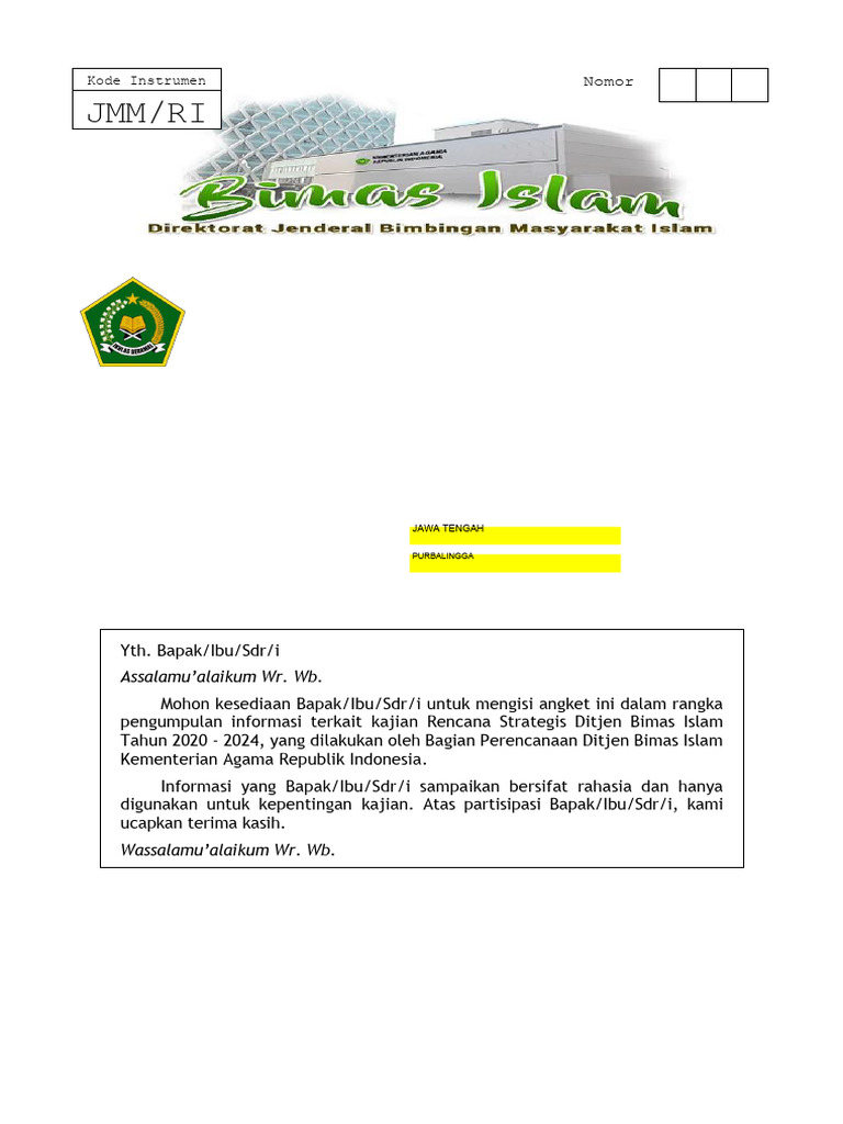 2 - JMM-RI - Instrumen - Jamaah - Masjid - Usia - Muda - 2019 - Sasaran - Output - Rumah ...