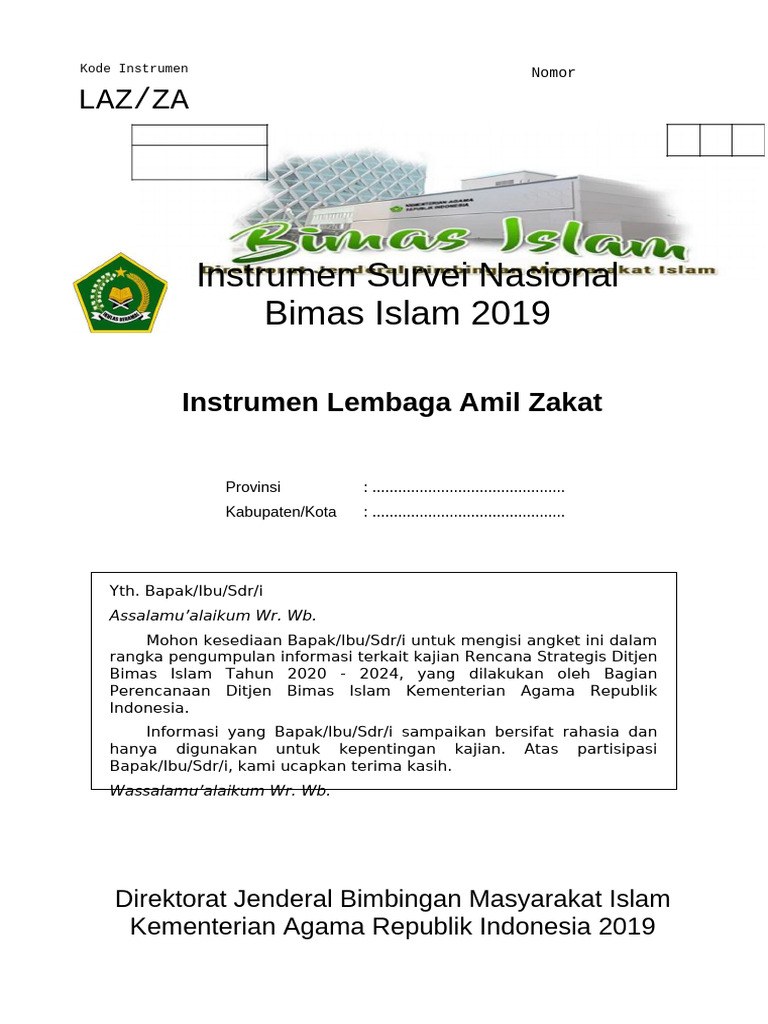 8 LAZ-ZA Instrumen LAZ 2019 Sasaran Output Zakat | PDF