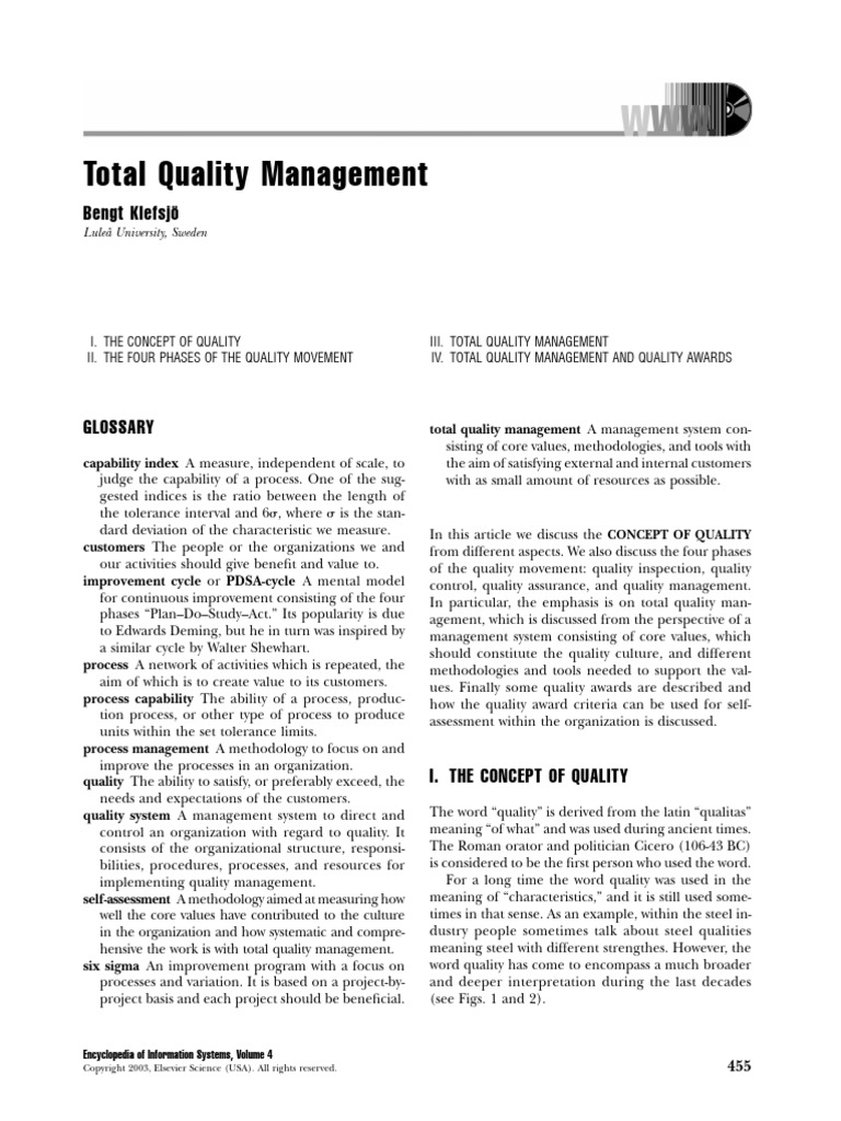 Total Quality Management | PDF